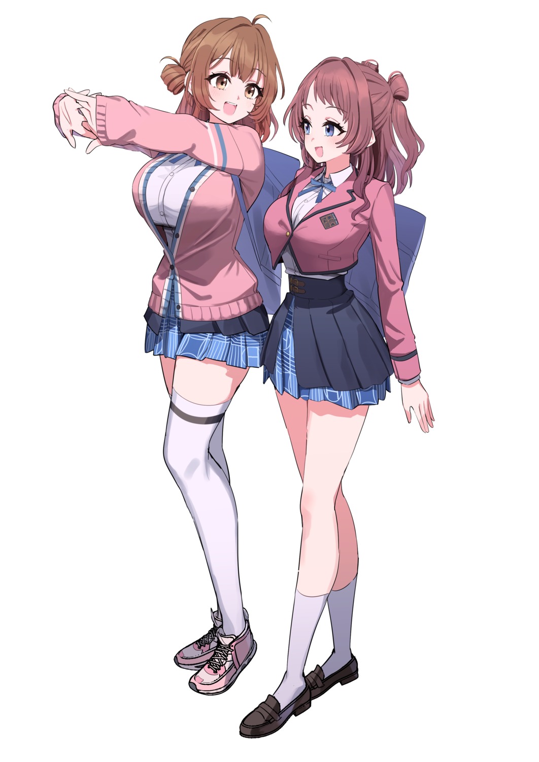 pizzasi gakuen idolm@ster the idolm@ster hanami saki hanami ume seifuku sweater thighhighs ...
